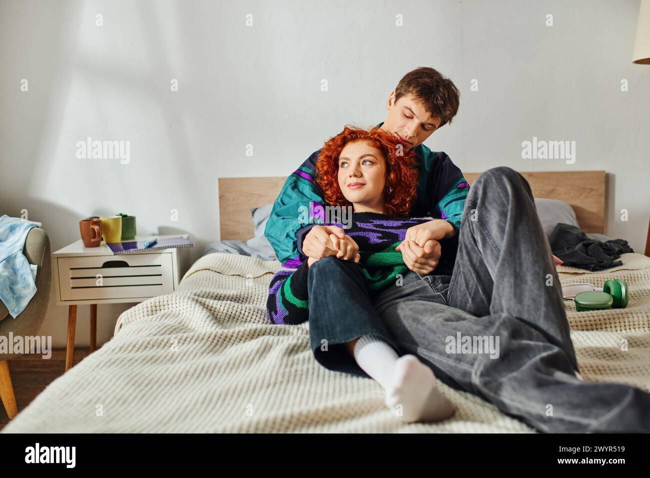 cheerful beautiful girlfriend and boyfriend having quality time ...