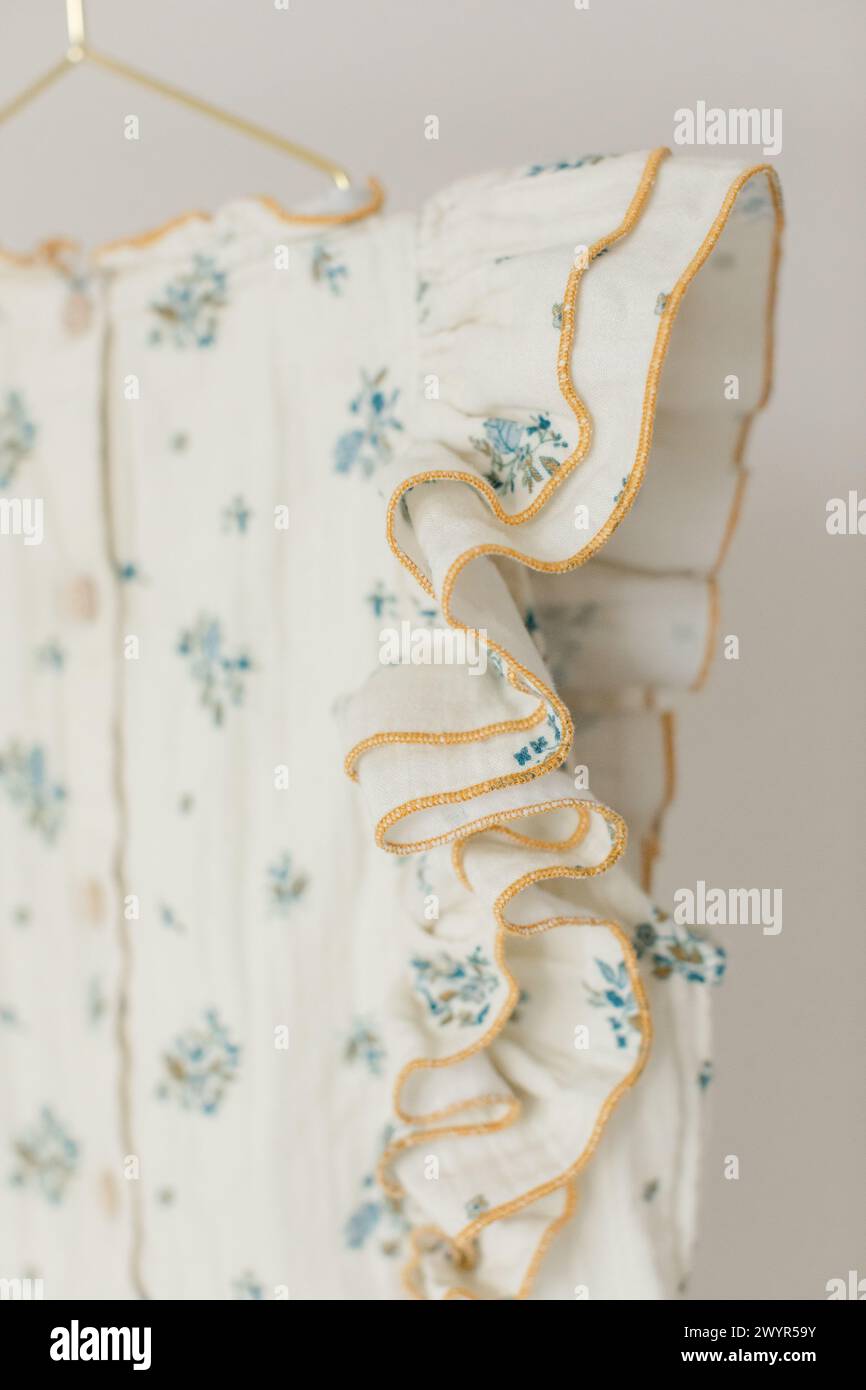 Floral boho dress with yellow stitching Stock Photo - Alamy