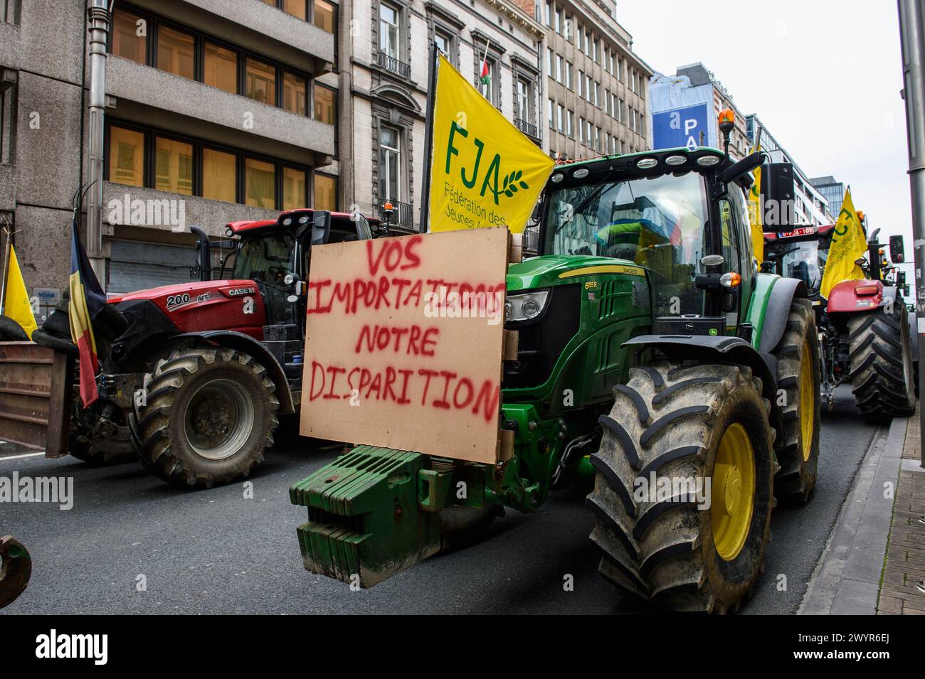 Demonstration of the farmers - The tractors are blocking streets ...