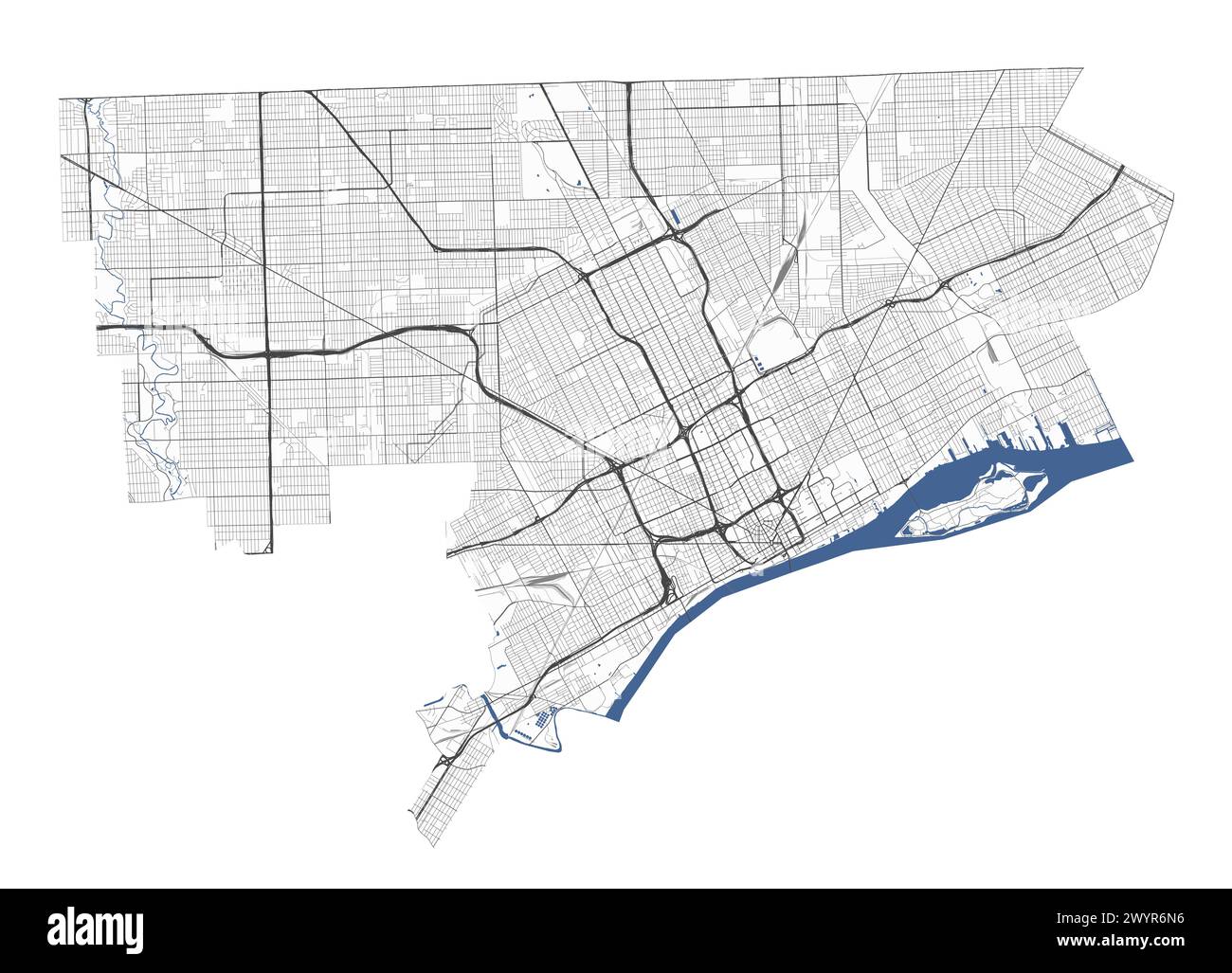Detroit map hi-res stock photography and images - Alamy