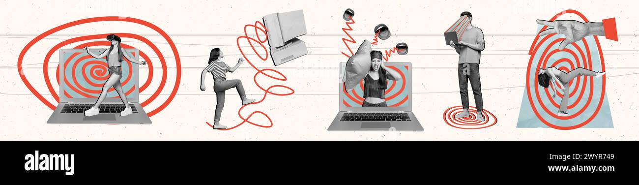 Composite collage picture panorama image of fake news addiction ...