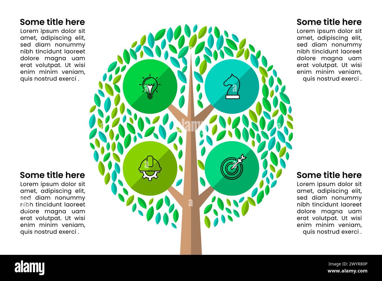 Infographic template with icons and 4 options or steps. Abstract tree ...