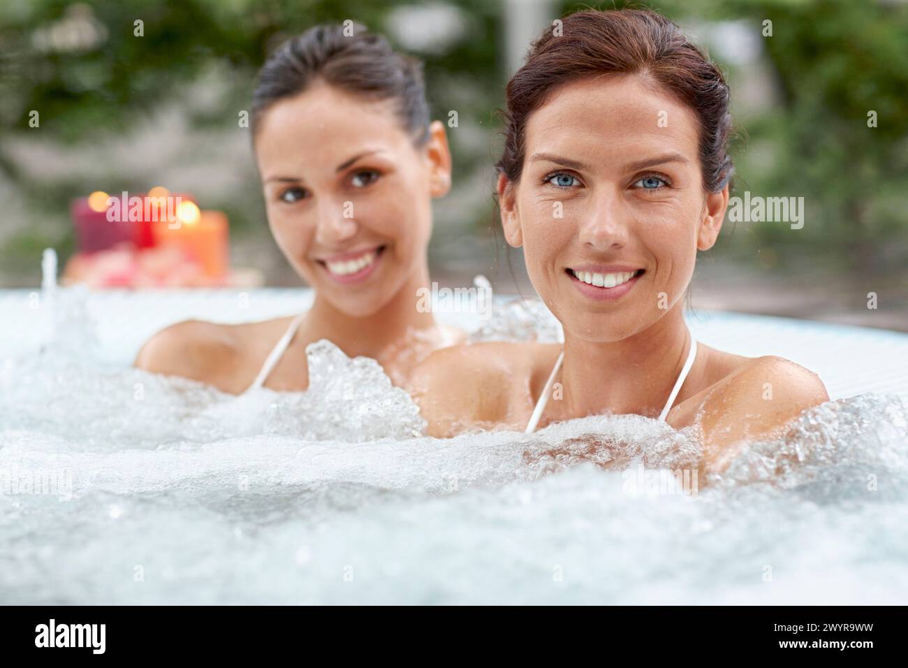 Jacuzzi woman garden hi-res stock photography and images - Alamy