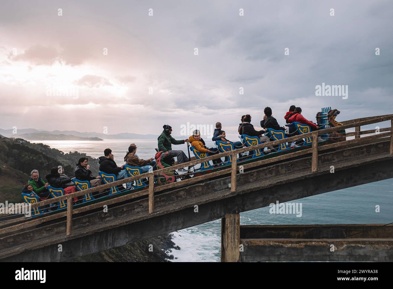 Image of the Monte Igueldo Amusement Park with its roller coaster Stock ...