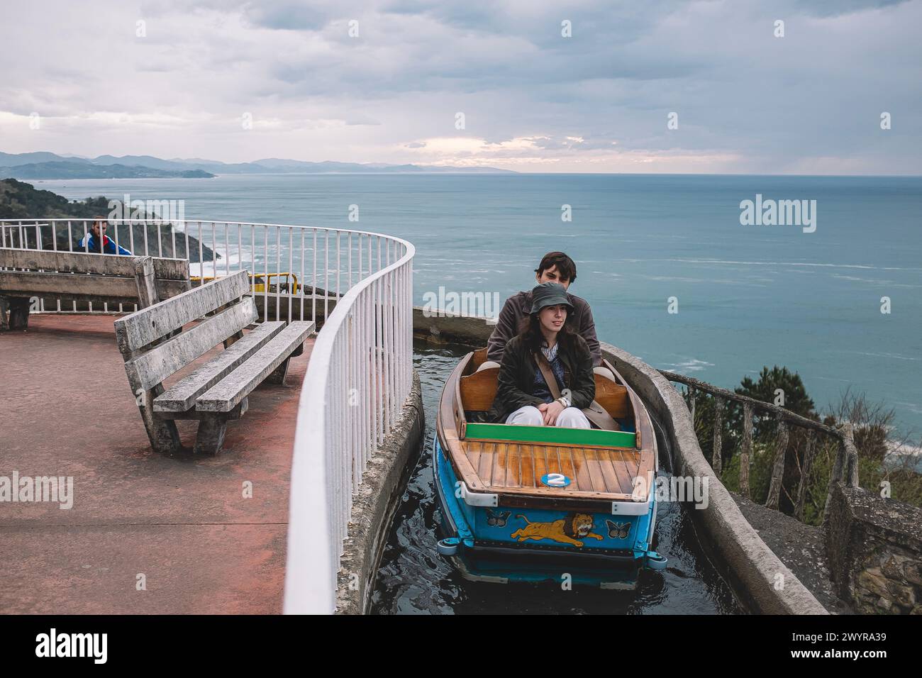 Image of the Monte Igueldo Amusement Park with its boats Stock Photo ...