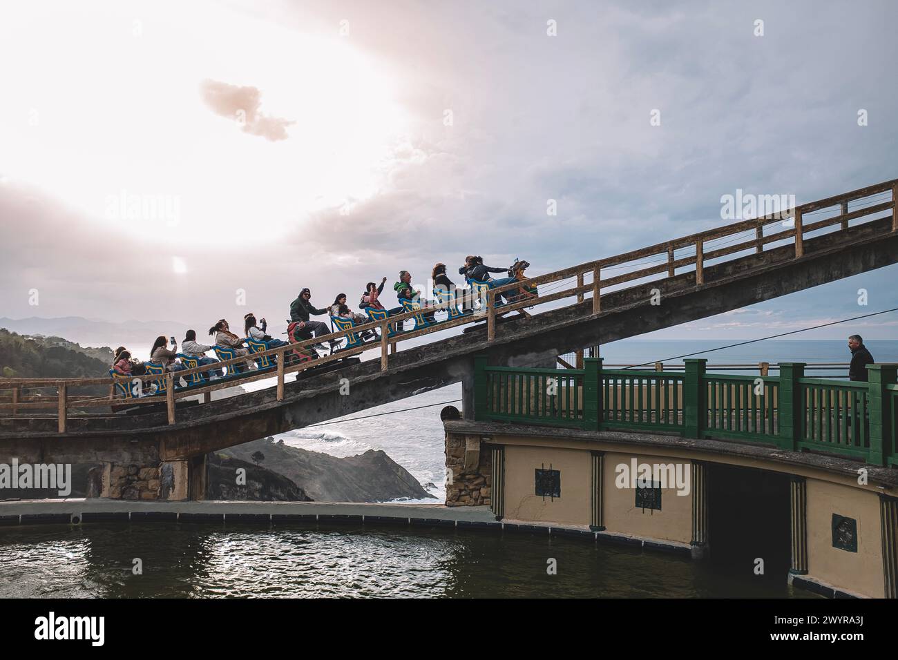 Image of the Monte Igueldo Amusement Park with its roller coaster Stock ...
