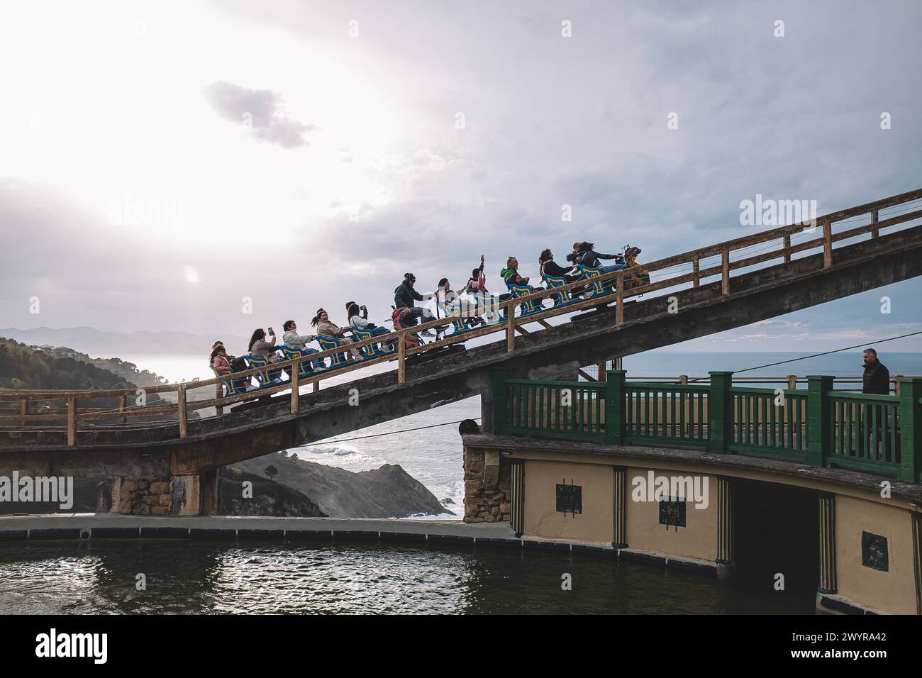 Image of the Monte Igueldo Amusement Park with its roller coaster Stock ...