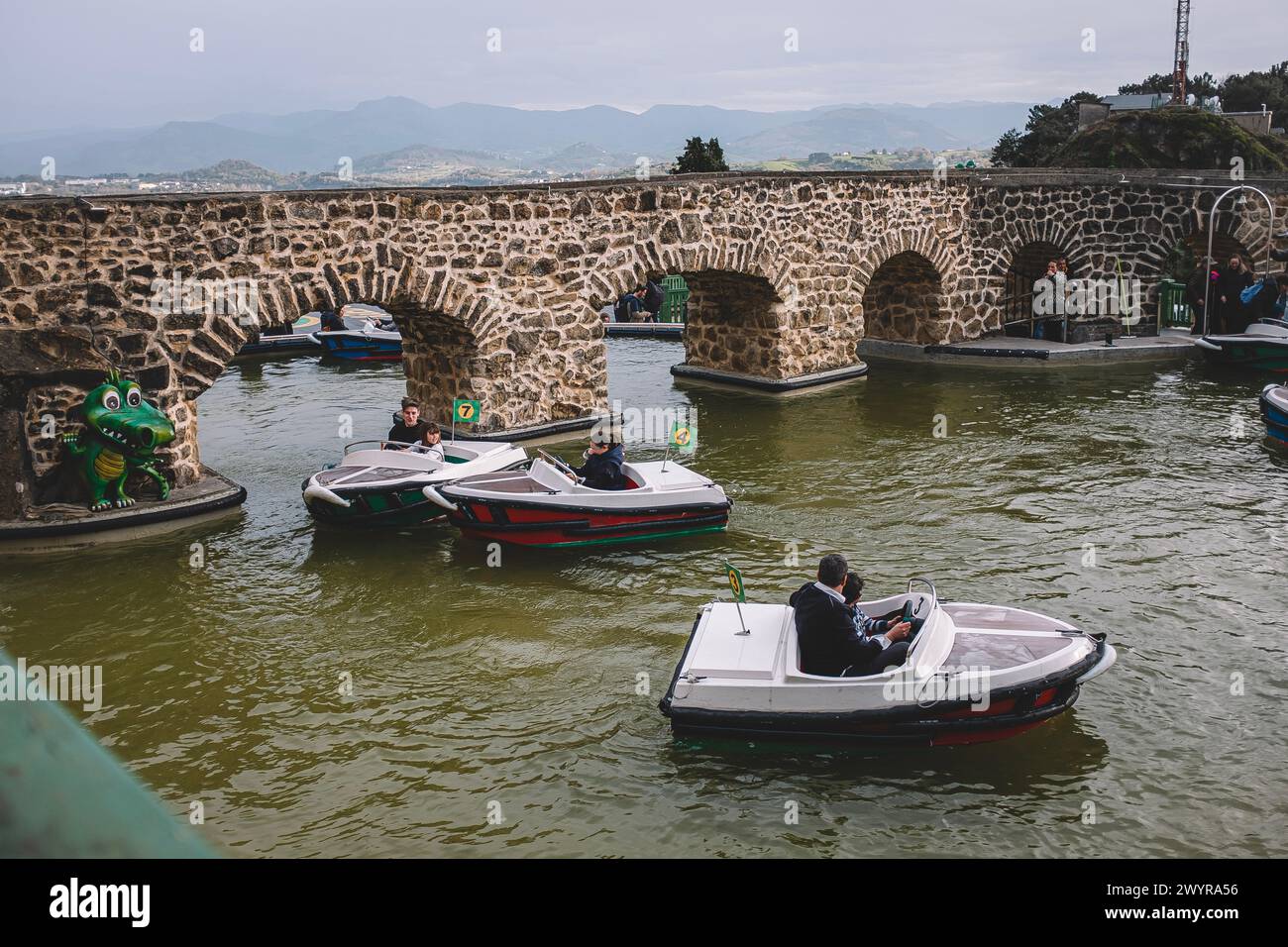 Image of the Monte Igueldo Amusement Park with its boats Stock Photo ...