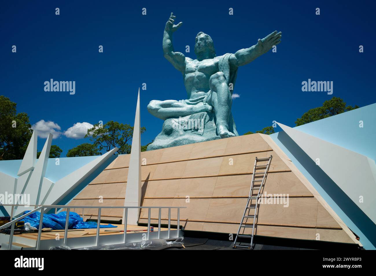 Perparations for the annual ceremony of remembrance at Nagasaki peace ...