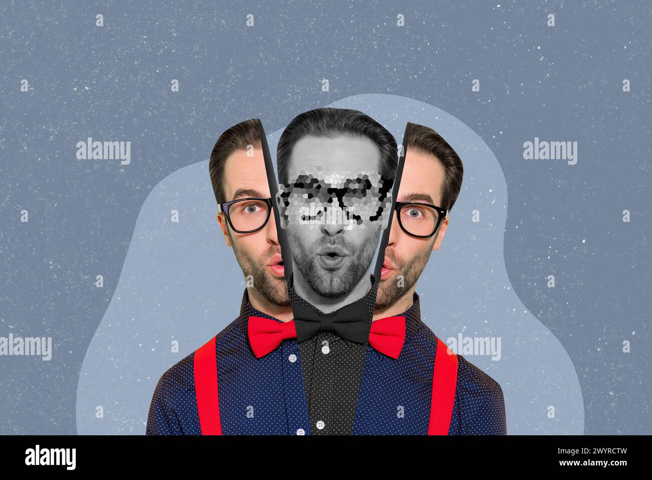 Composite sketch image photo collage of silhouette young handsome style ...