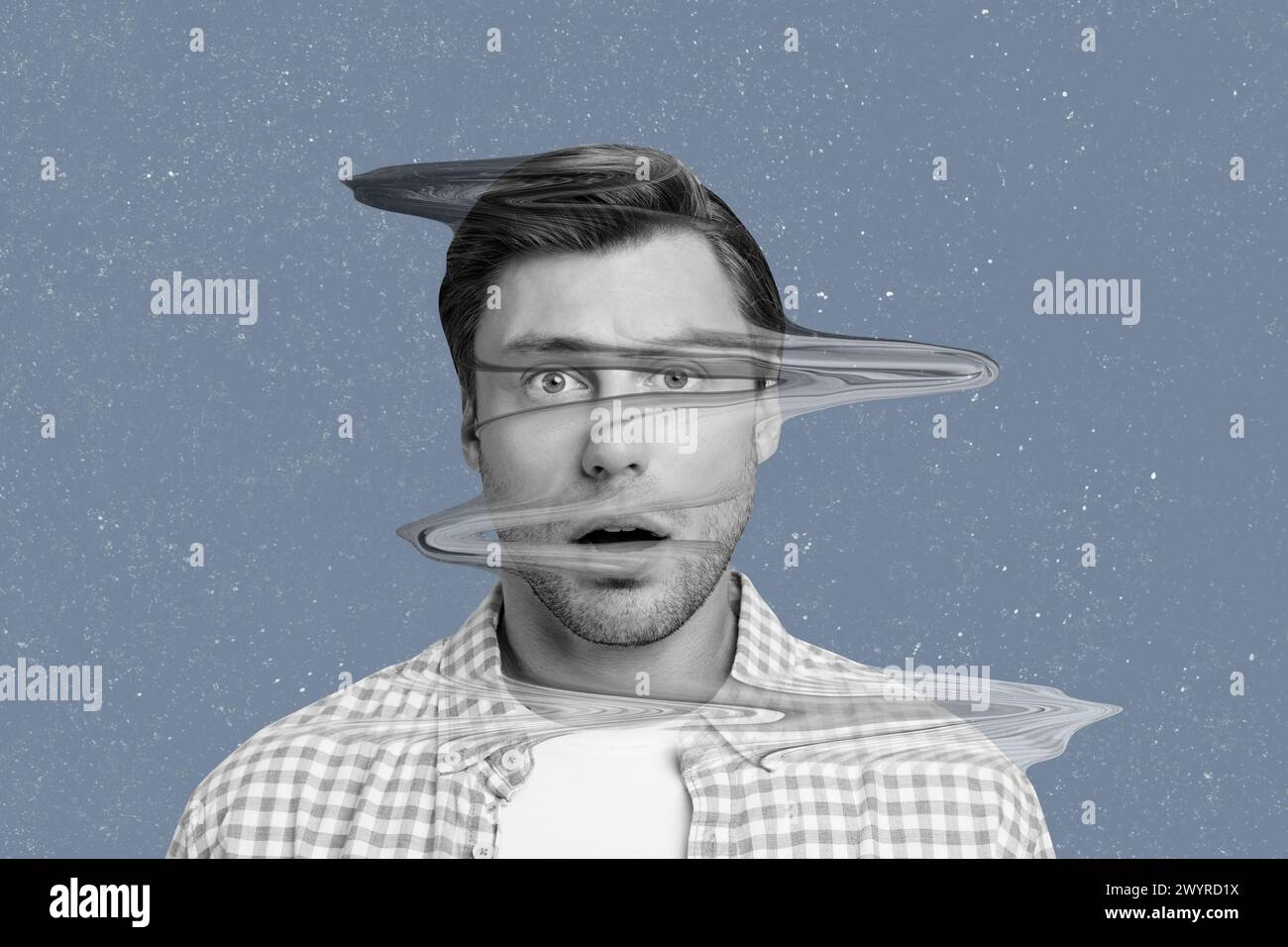 Sketch image trend artwork composite photo collage of young shocked ...