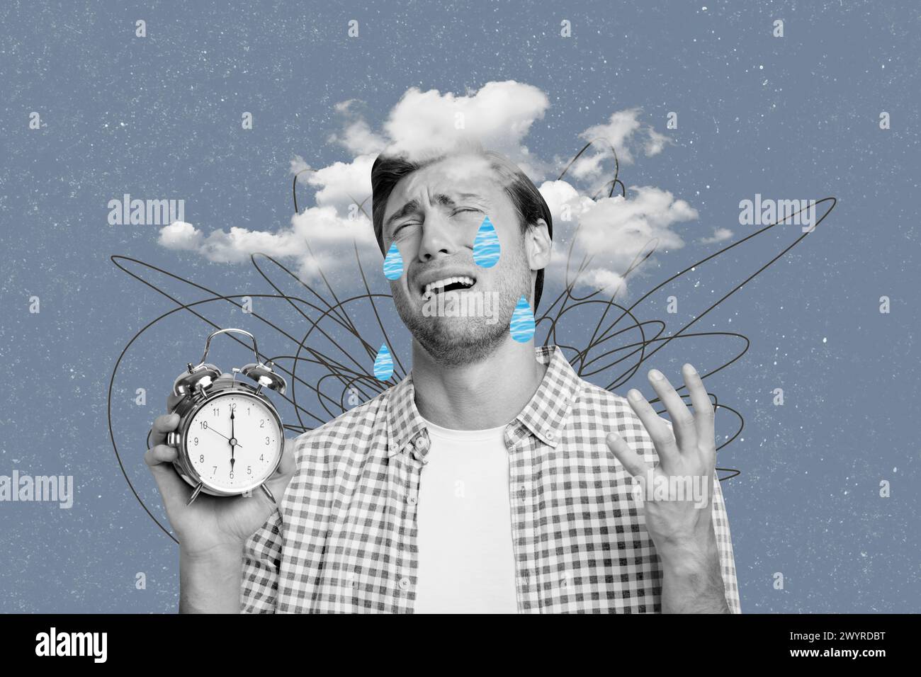 Sketch artwork photo collage of silhouette young office manager man bad ...