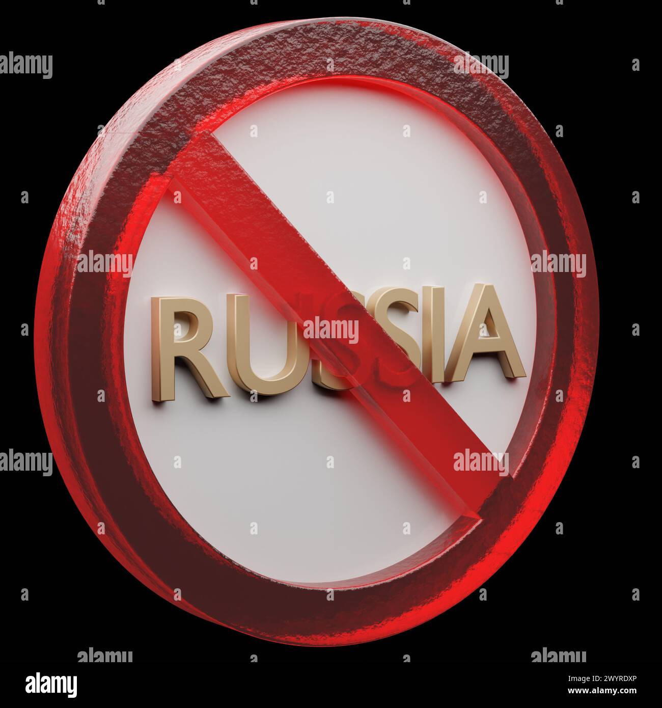 Beautiful abstract illustration Russia Forbidden, prohibiting sign ...