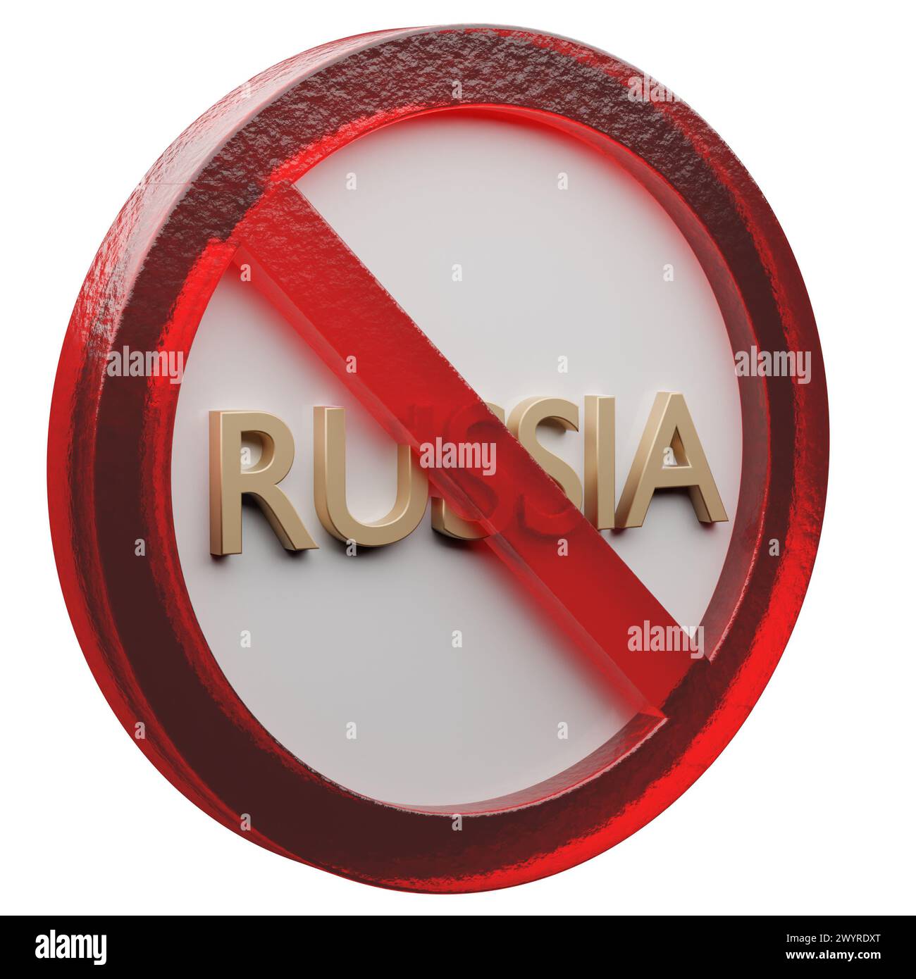 Beautiful abstract illustration Russia Forbidden, prohibiting sign ...