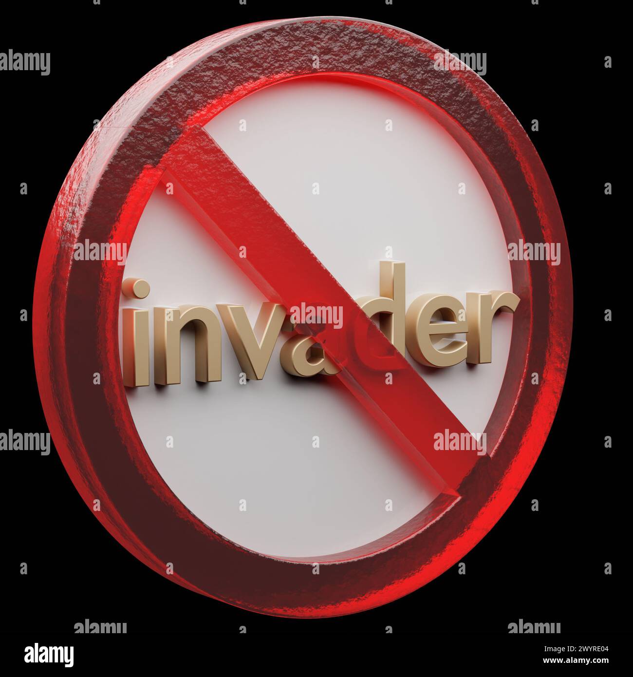 Beautiful abstract illustration invader Forbidden, prohibiting sign ...