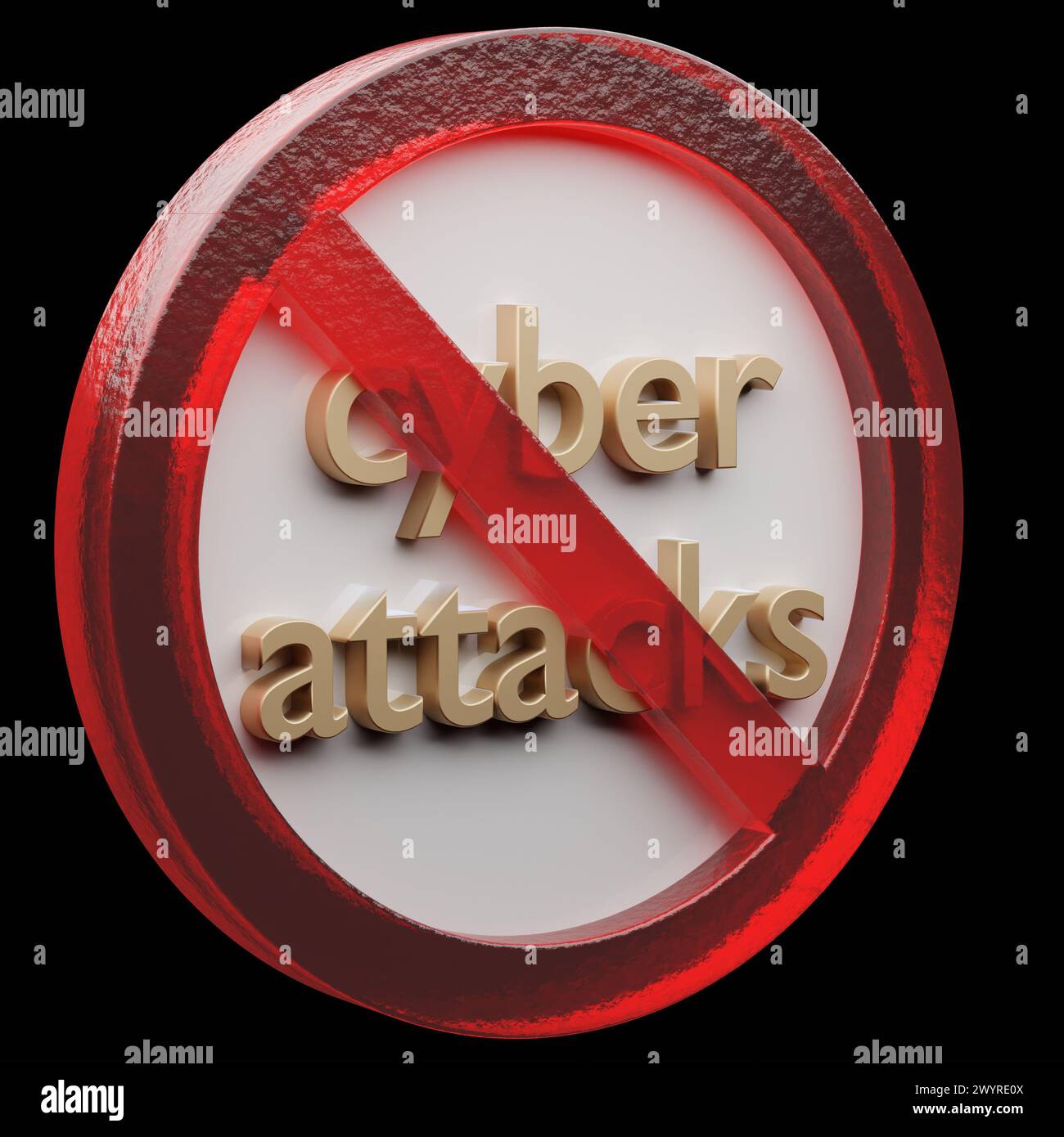 Beautiful abstract illustration cyber attack Forbidden, prohibiting ...