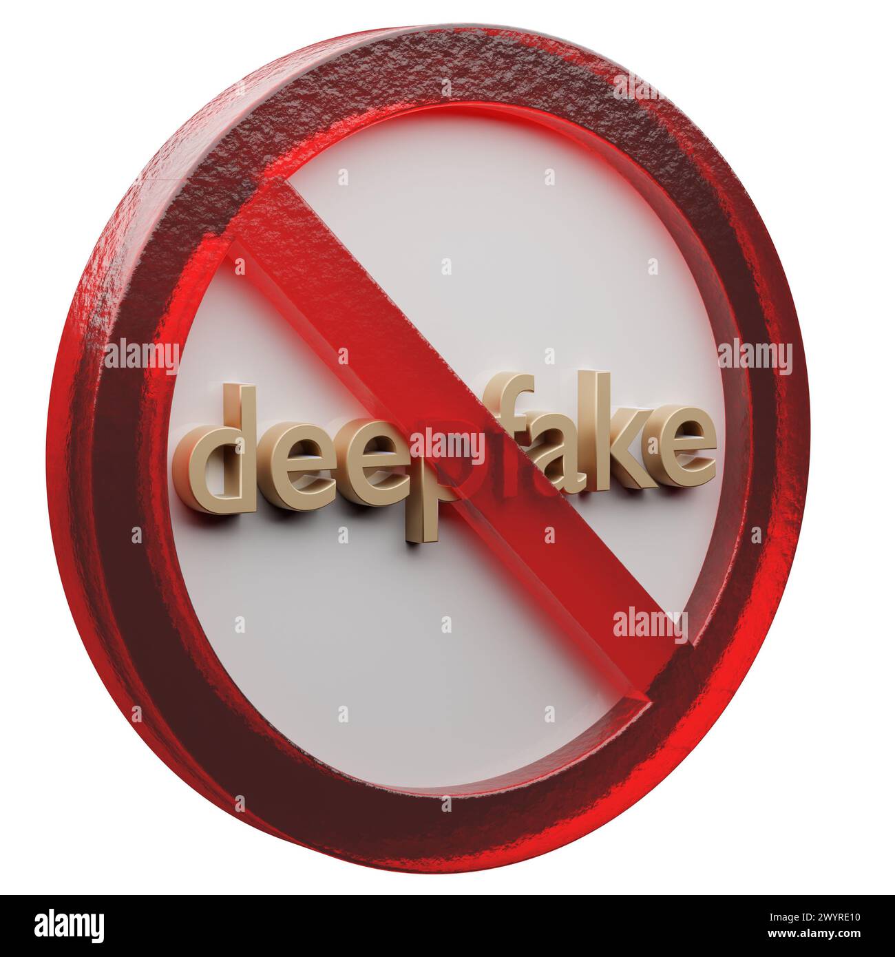 Beautiful abstract illustration deepfake Forbidden, prohibiting sign ...