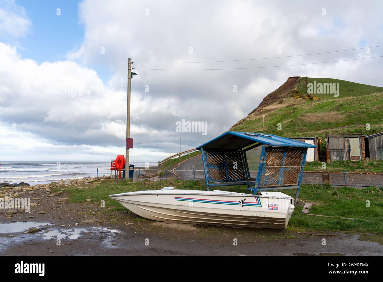 A scenic view in the coastal village of Skinningrove, North Yorkshire ...