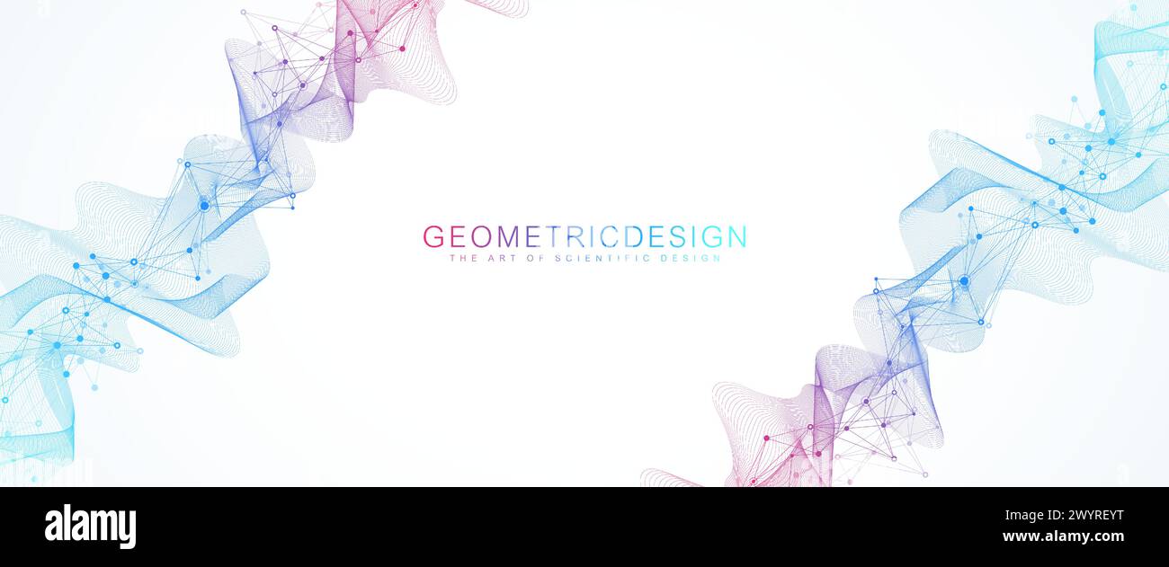 Abstract tech network connection dots. Digital technology and big data analysis background ...