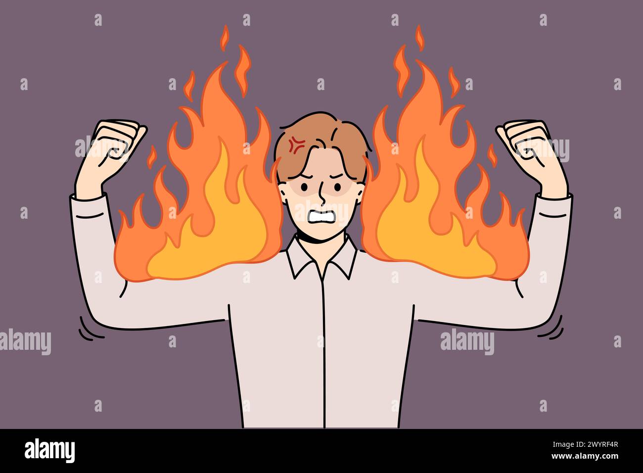 Angry business man experiencing anger and rage, showing burning biceps ...