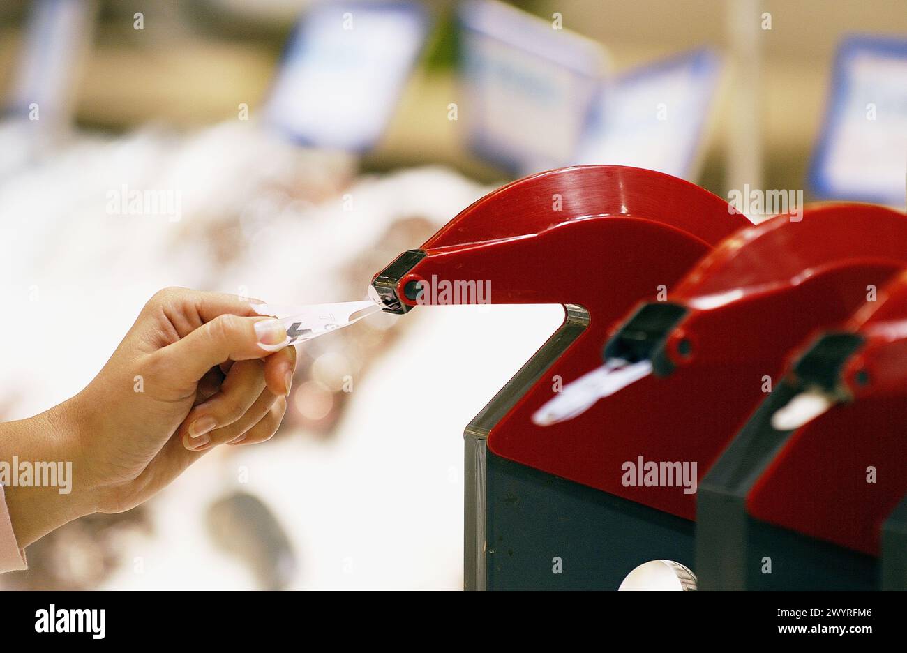 Hypermarket, ticket dispenser Stock Photo - Alamy