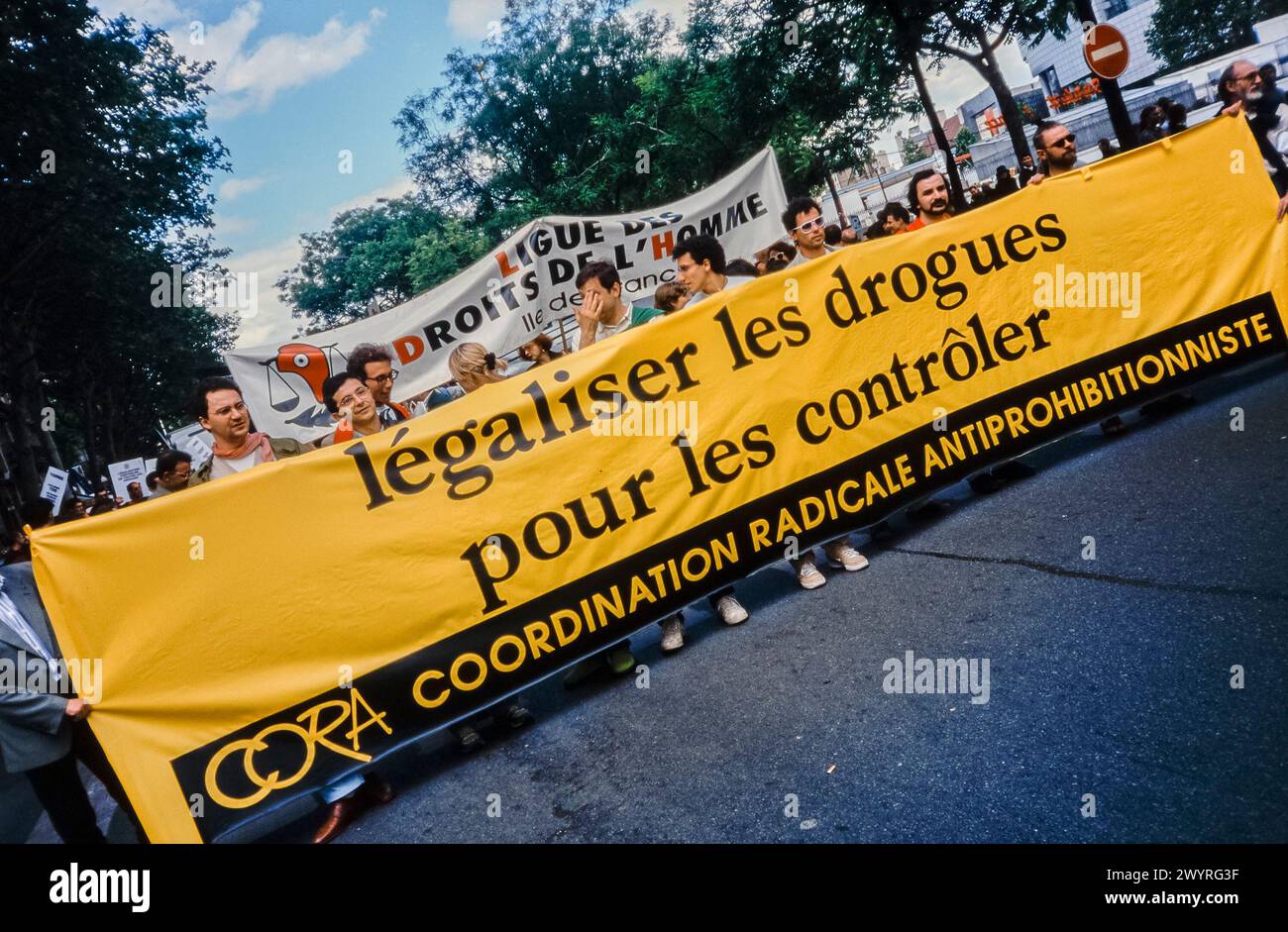 Paris, France, Crowd People, CORA, Demonstrating for Drug Legalization ...