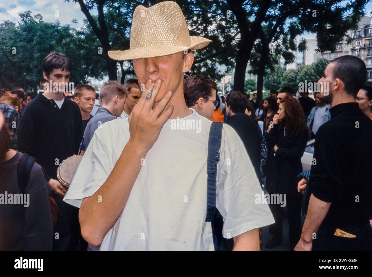 Paris, France, Portrait, Man Smoking Marijuana Cigarette on Street ...