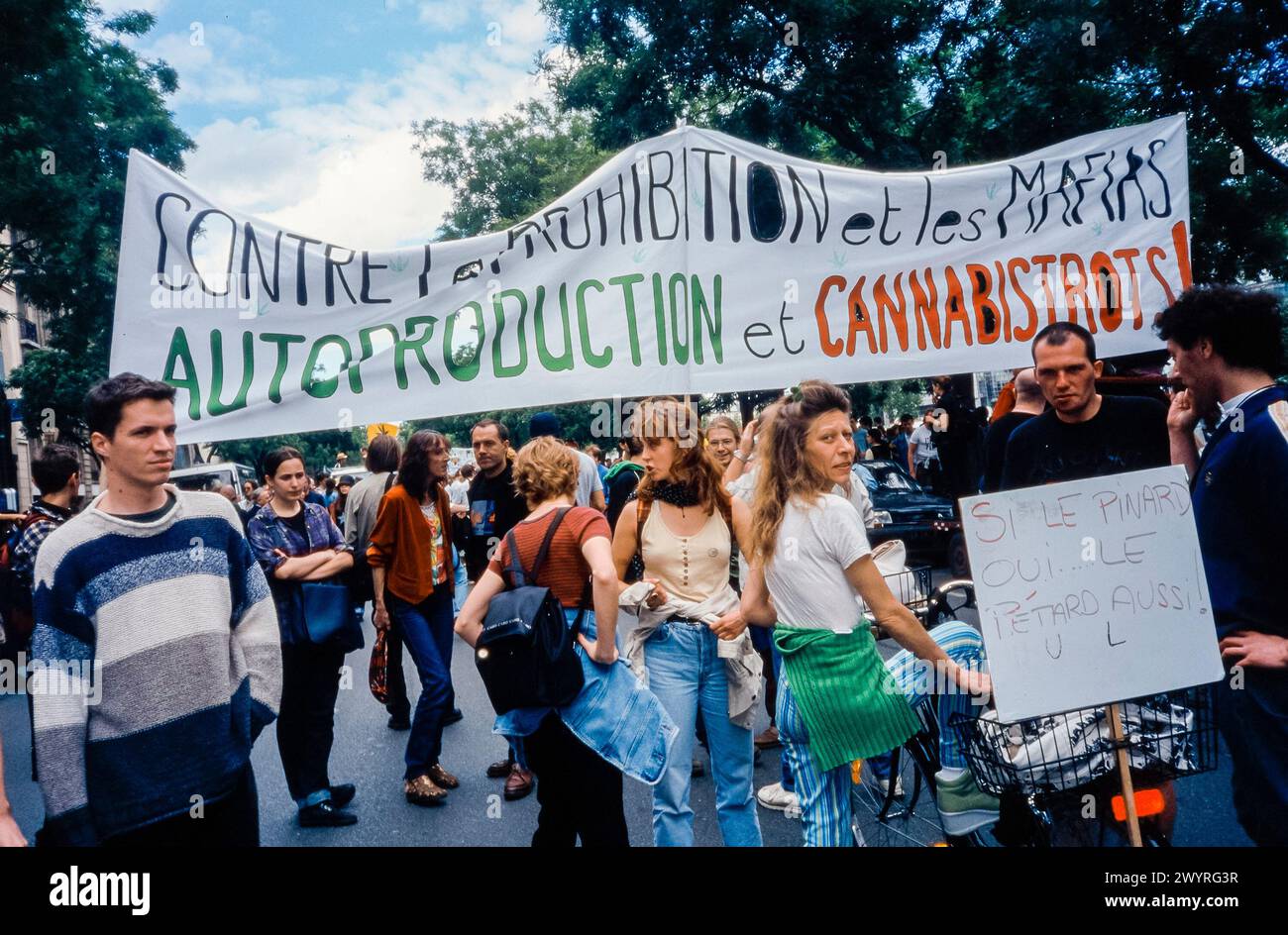 Paris, France, Large Crowd People, Demonstrating for Drug Legalization ...