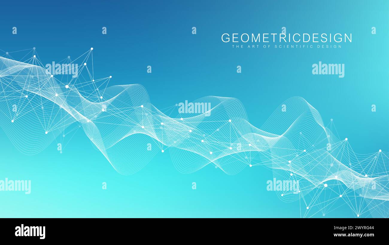 Abstract tech network connection dots. Digital technology and big data analysis background ...