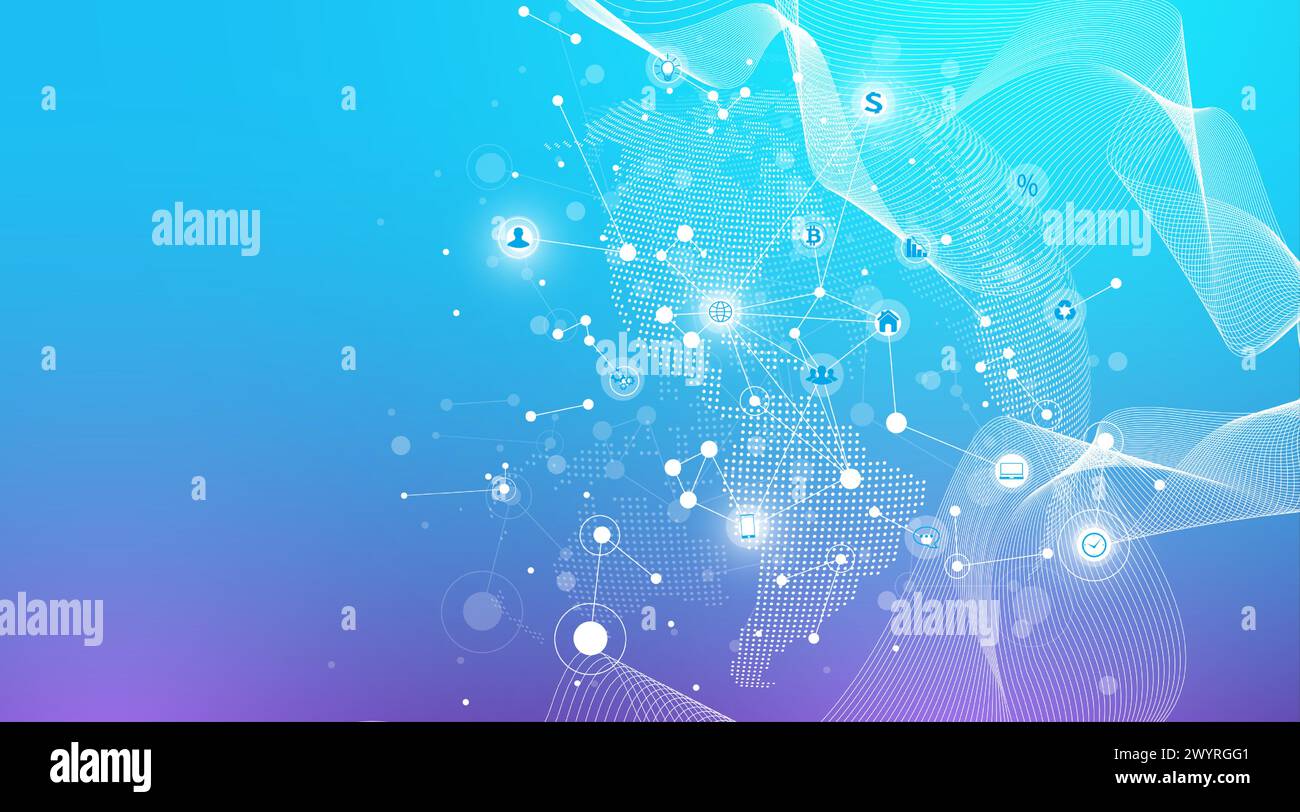 Internet of things (IoT) and network connection concept design . Header ...