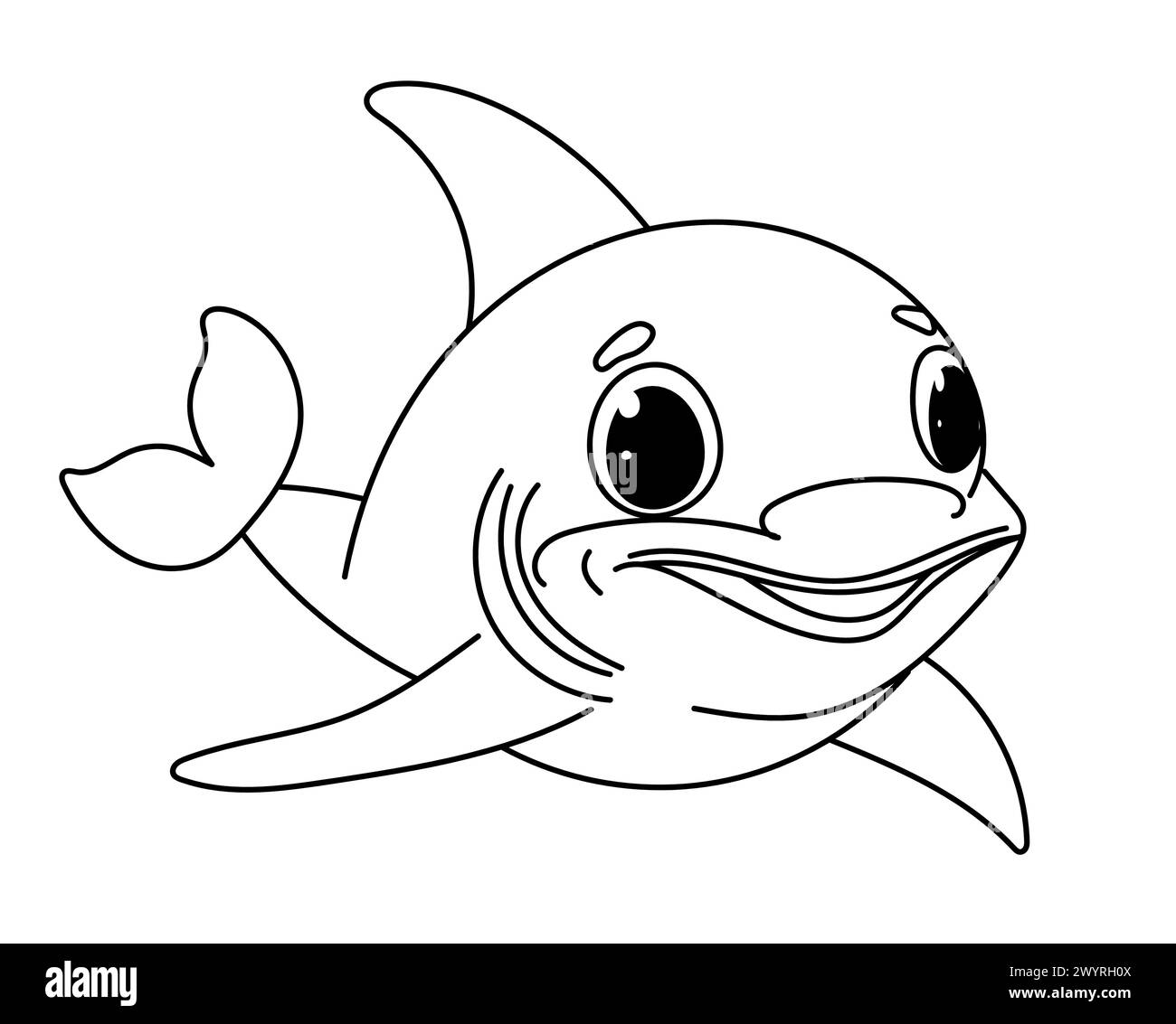 Dolphin In Sea Coloring Book Page For Preschoolers Is A Fun Activity ...