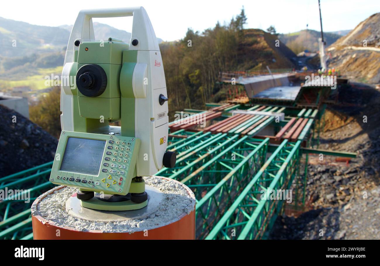 Topography station, Surveying, Construction of viaduct, Works of the ...