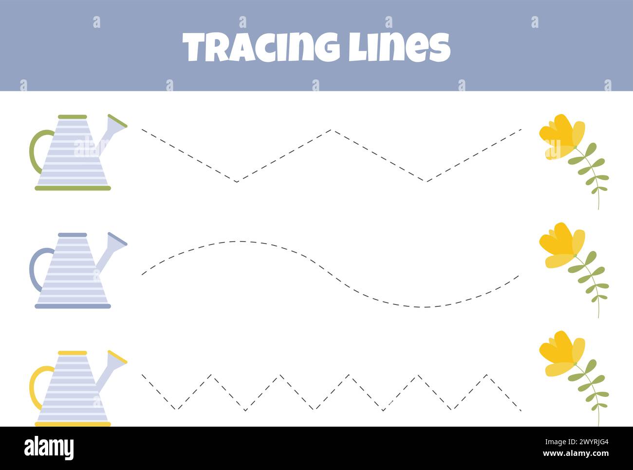 Outline The Line From The Watering Can To The Flower Is A Worksheet For Tracing Lines For ...