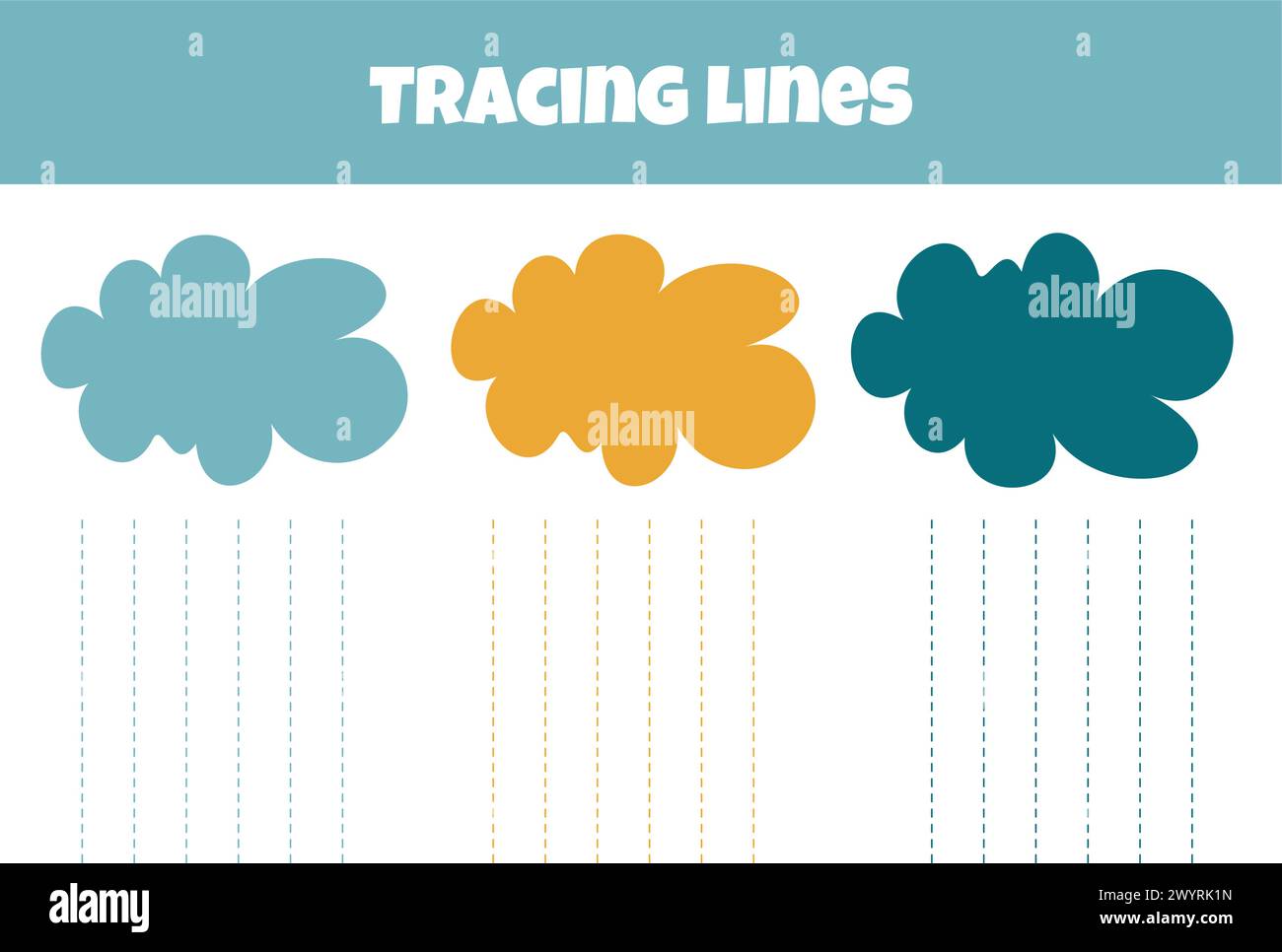 Outline The Rain Lines From The Clouds Is A Worksheet For Tracing Lines ...