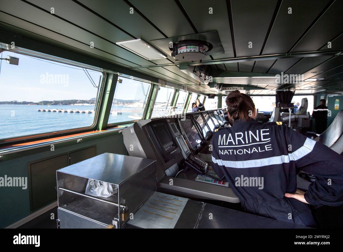 Toulon, France. 04th Apr, 2024. A female sailor in the cockpit of the ...