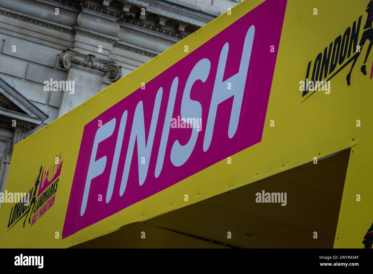 London, UK. 07th Apr, 2024. The Finish Line sign is displayed at the ...