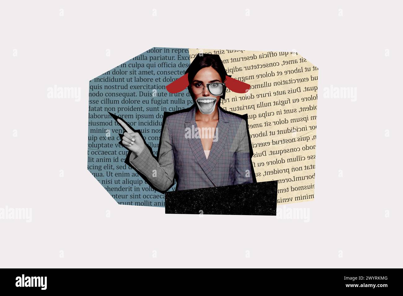 Composite photo collage of creepy girl cut eye mouth smile demon ears ...