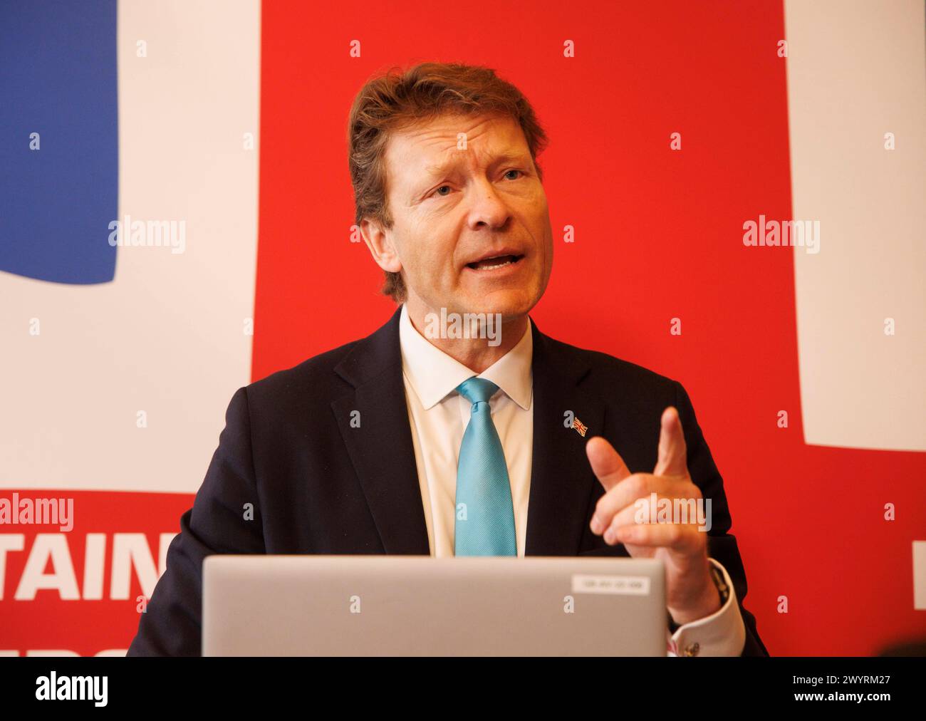 London, UK. 8th Apr, 2024. Richard Tice Reform Press conference ...