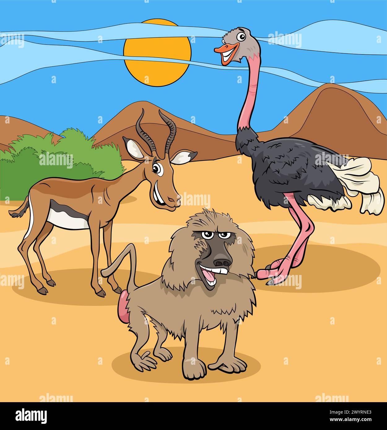 Cartoon illustrations of funny wild African animal characters Stock ...