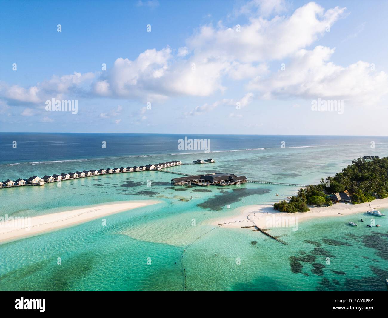 Luxury resort near the Dhigurah island in the Maldives in the south Ari ...