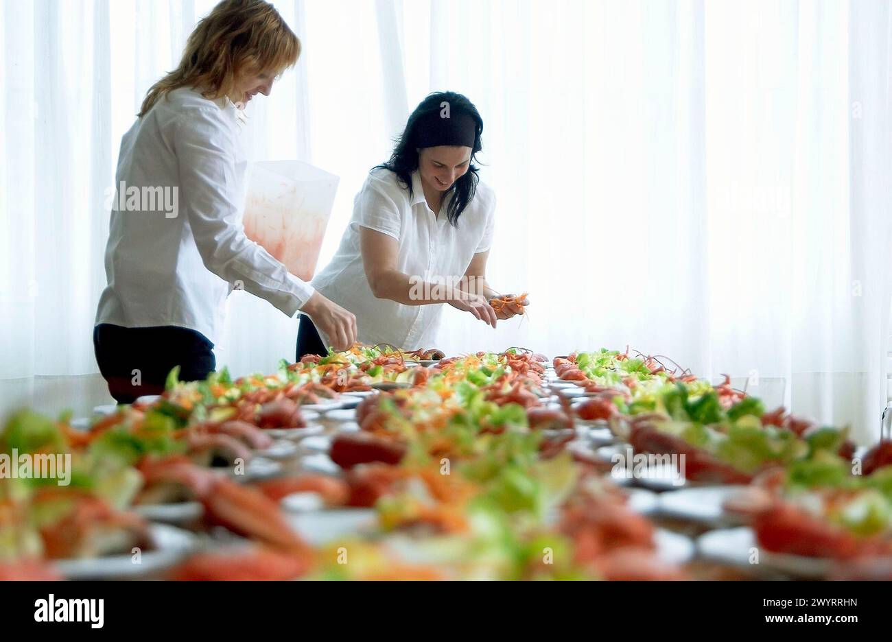 Preparing dishes. Lobster salad. Gastronomical Society, Donostia, San ...