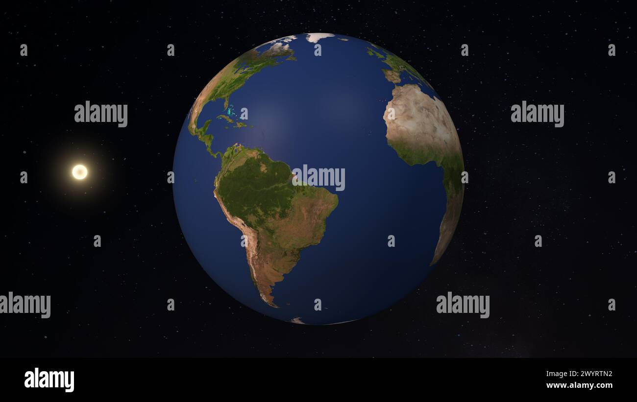 3d earth planet rotating with light speed in Space Stock Photo - Alamy