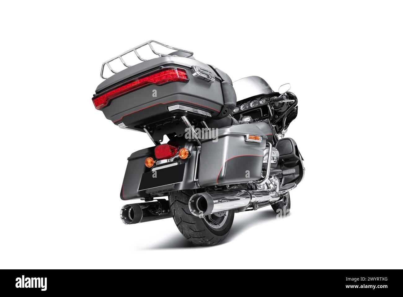 New touring motorcycle for comfortable trips on a white background ...