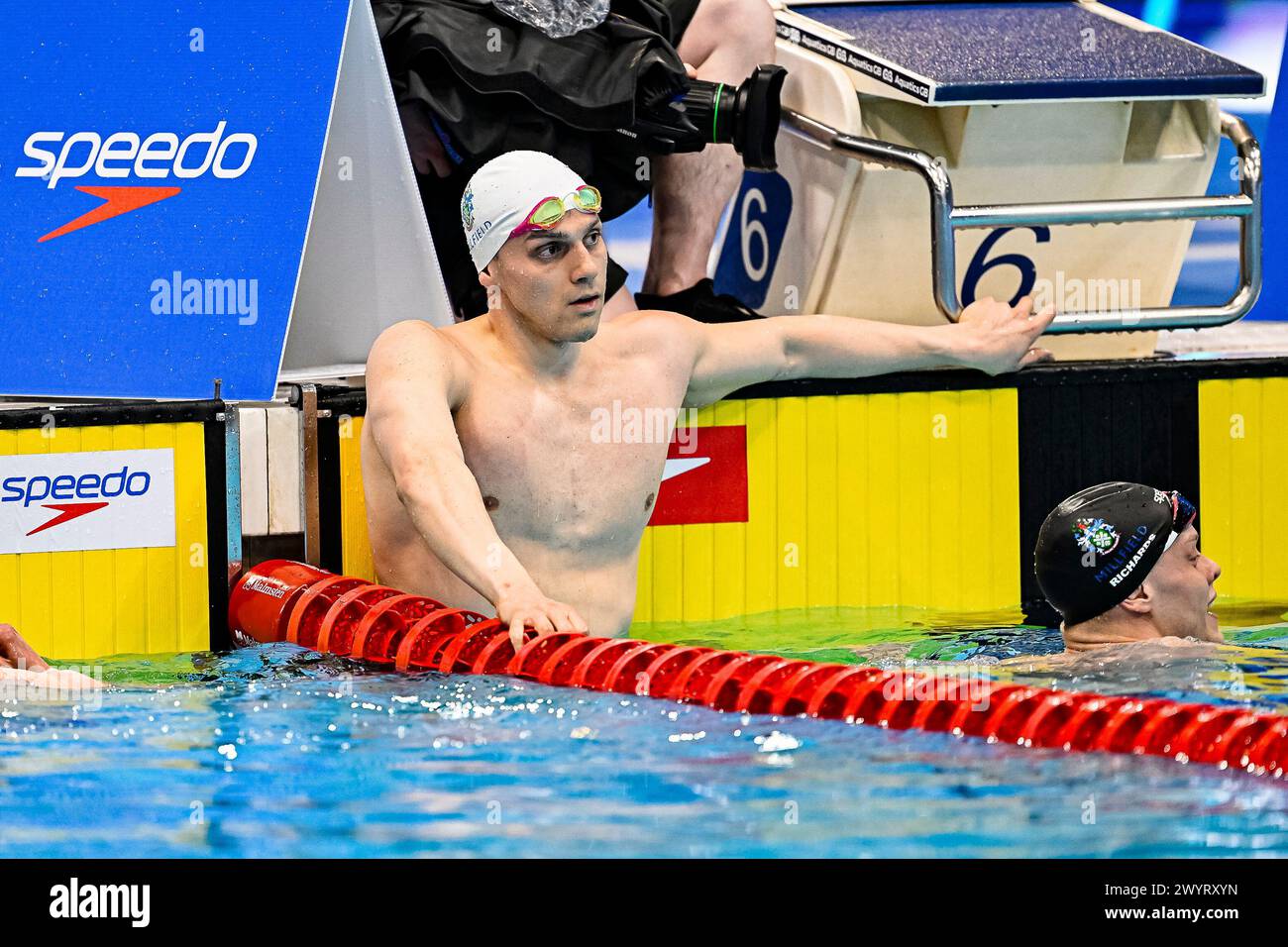 LONDON, UNITED KINGDOM. 07 April, 2024. James Guy (centre) looked ...