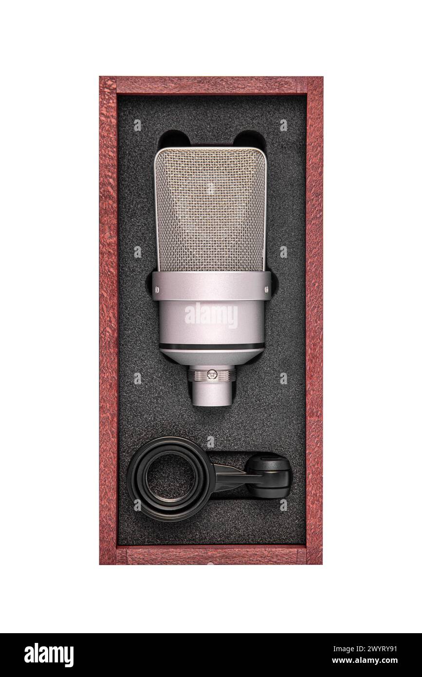 Studio microphone isolated on white background Stock Photo - Alamy