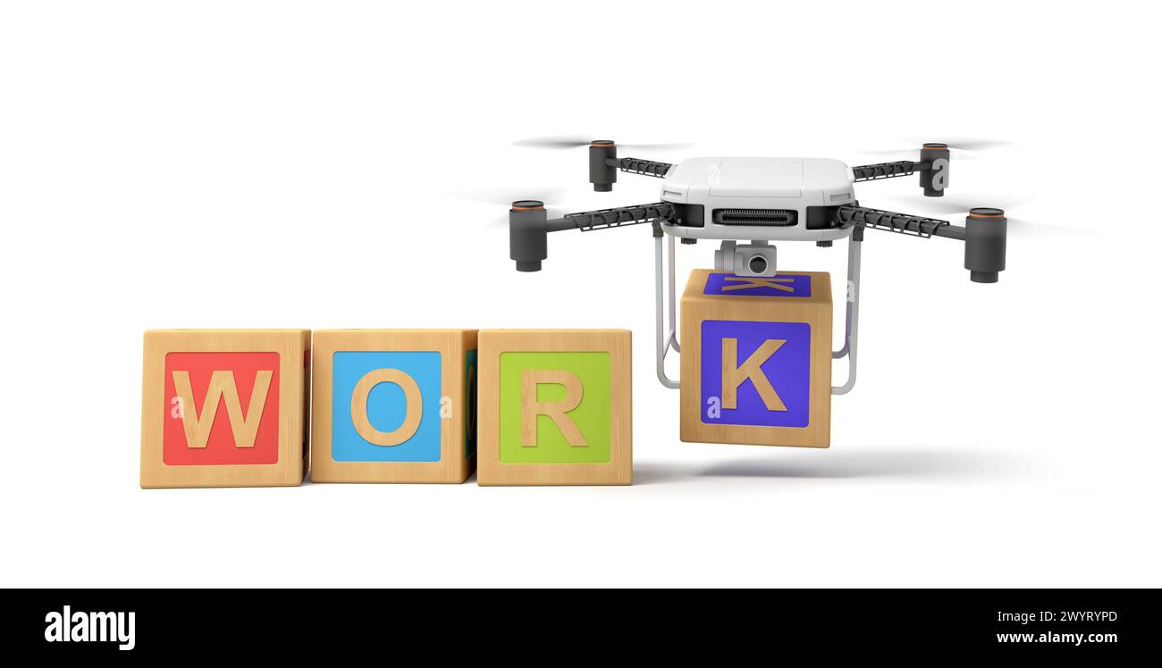 3d rendering of ABC blocks and drone Stock Photo - Alamy