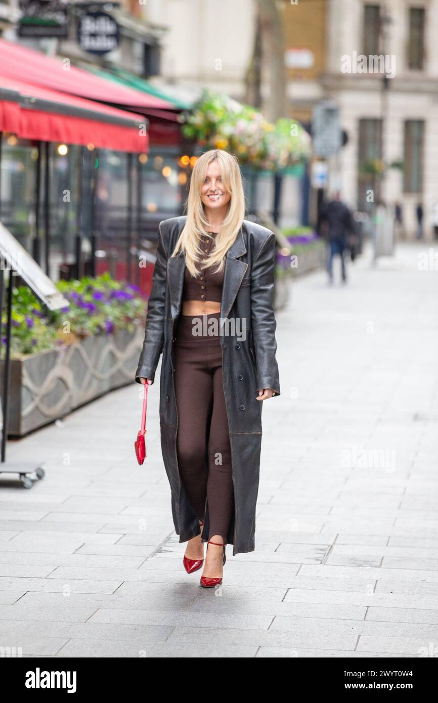 London, uk 8th Apr 2024 Perrie Edwards seen headed to Capital Radio to ...