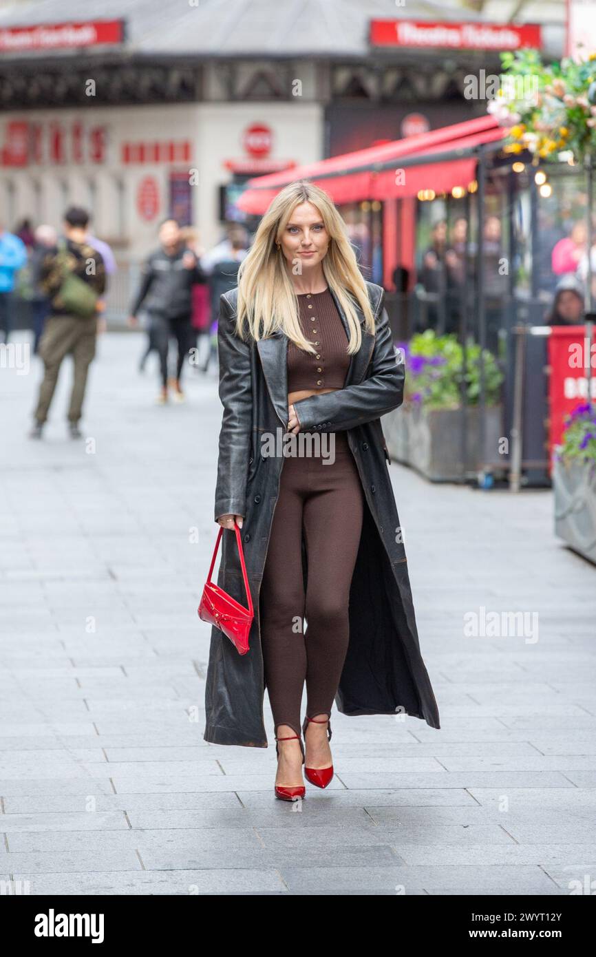 London, uk 8th Apr 2024 Perrie Edwards seen headed to Capital Radio to ...