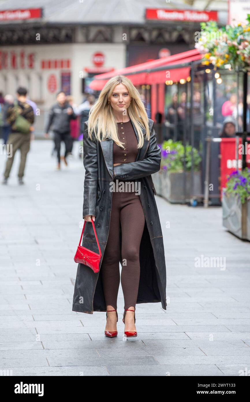 London, uk 8th Apr 2024 Perrie Edwards seen headed to Capital Radio to ...