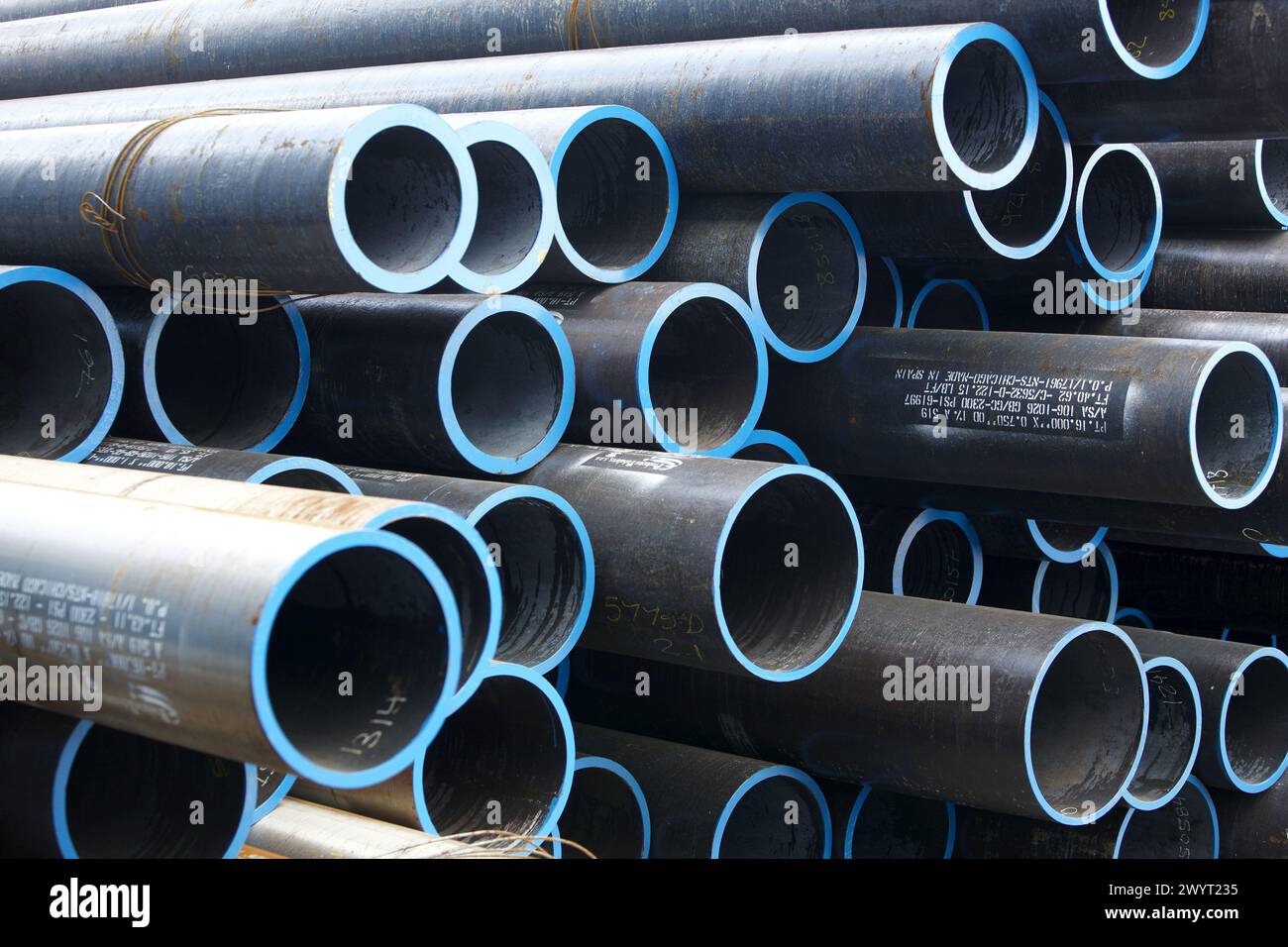 Steel pipes. Port of Bilbao, Biscay, Basque Country, Spain Stock Photo ...